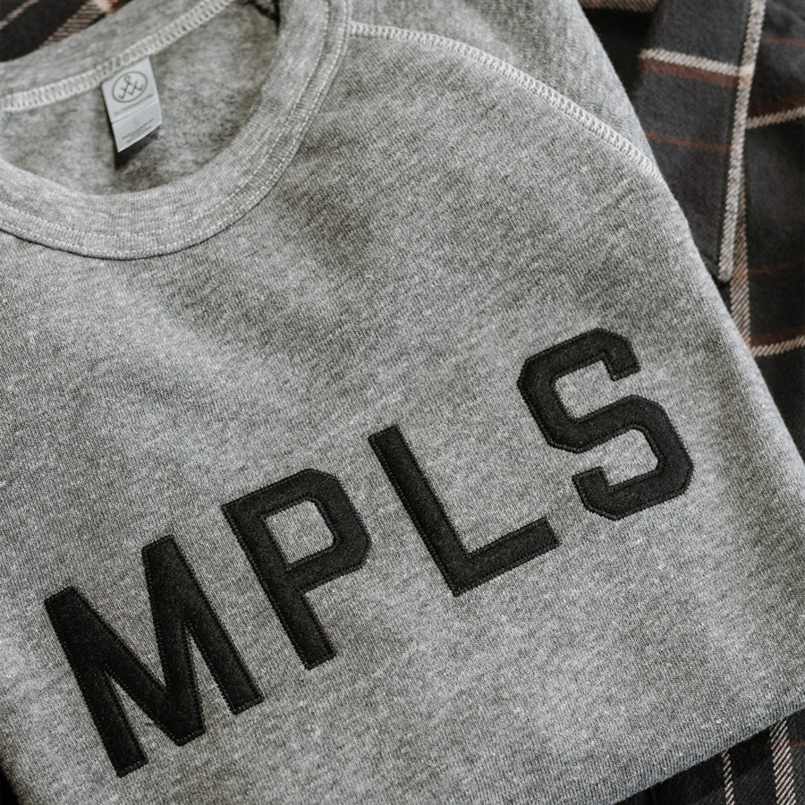 Minneapolis (MPLS) Sweatshirt Dark Grey | MPLS Felt Letter Sweatshirt ...
